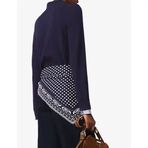 Maje Wool And Cashmere Polo Cardigan With Removable Trims - Navy