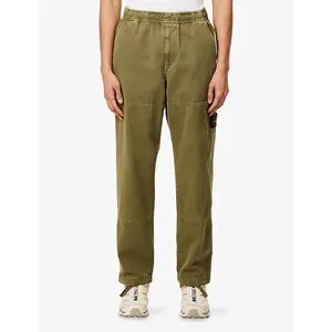 Stone Island Drawstring Straight-leg Cotton Trousers