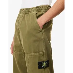 Stone Island Drawstring Straight-leg Cotton Trousers
