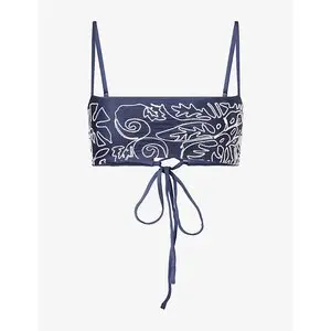 Agua Bendita Batik Print Bikini Top - Azul Oscuro
