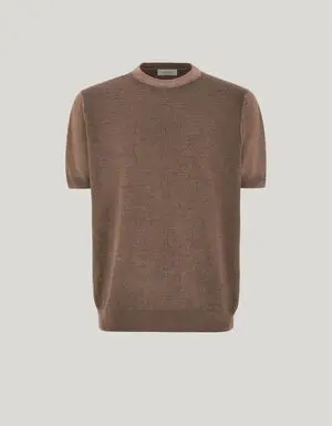 Canali Wool And Silk Blend Crew Neck - Brown
