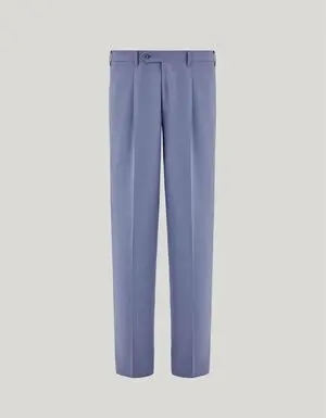 Canali Impeccabile Regular Fit Wool Trousers - Light Blue