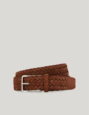 Canali Woven Suede Belt - Brown