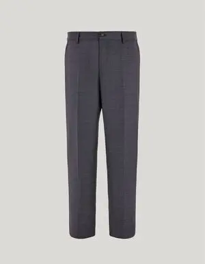 Canali Gray Tapered Micro-striped Wool Chinos - Grey
