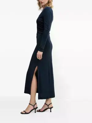 Sisley Buttoned Ruched Midi Dress