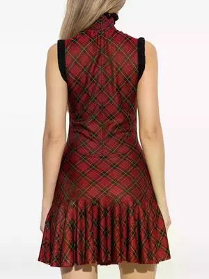 Alexander McQueen Ruffled Tartan Mini Dress - Red