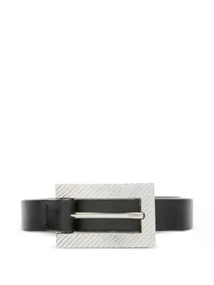 Attico Leather Buckle Belt - Black