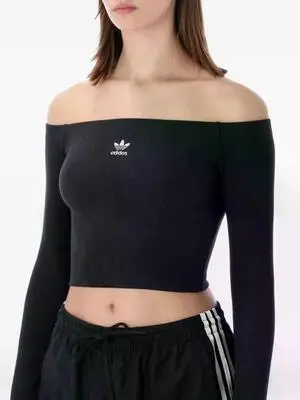 Adidas Off-shoulder Long-sleeve T-shirt - Black