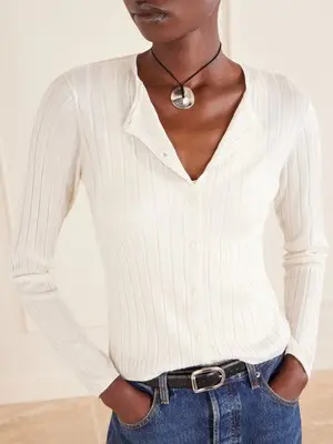 FRAME Ribbed Cashmere And Silk-blend Cardigan