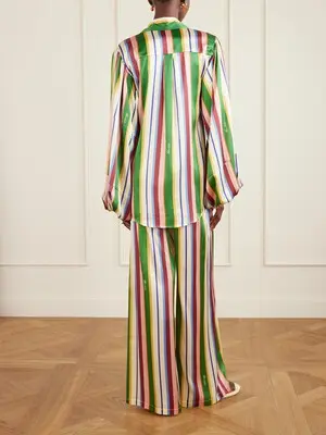 CRISTIANO MARCHELI Mia Striped Stretch-silk Satin Shirt