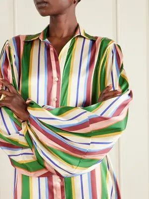 CRISTIANO MARCHELI Mia Striped Stretch-silk Satin Shirt