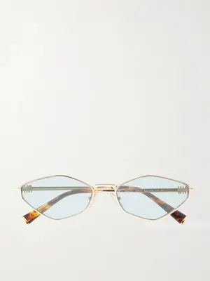 Miu Miu Oval Frame Sunglasses - Gold