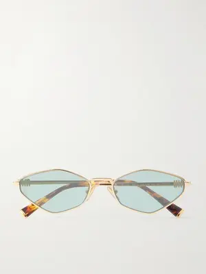 Miu Miu Tone Hexagon Frame Sunglasses - Gold