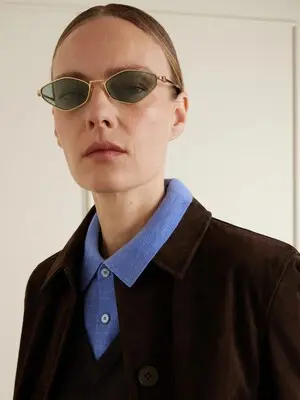 Miu Miu Tone Hexagon Frame Sunglasses - Gold