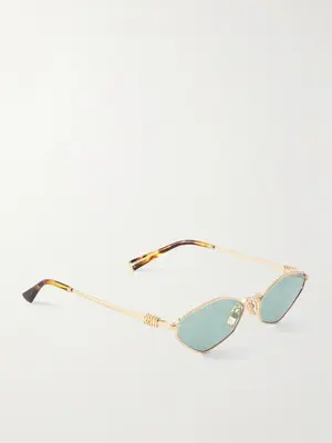 Miu Miu Tone Hexagon Frame Sunglasses - Gold