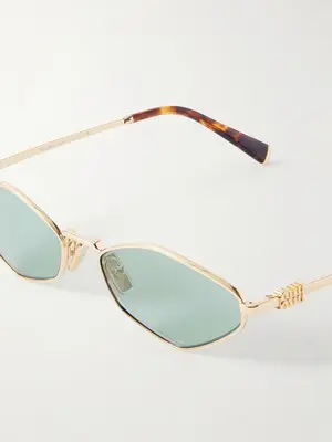 Miu Miu Tone Hexagon Frame Sunglasses - Gold