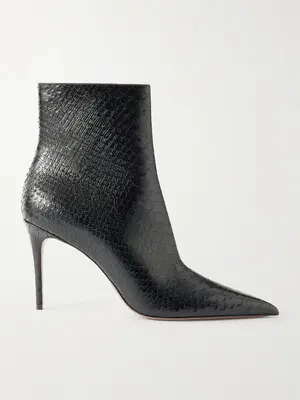 Paris Texas Vera Snake-effect Leather Ankle Boots
