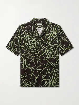Dries Van Noten Camp-collar Printed Twill Shirt