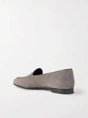 Manolo Blahnik Modena Leather-trimmed Suede Loafers