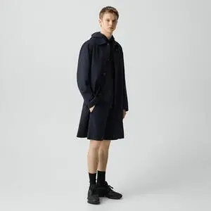 Theory Balmacaan Coat In Motion Wool - Eclipse