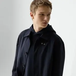 Theory Balmacaan Coat In Motion Wool - Eclipse