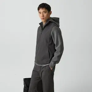 Theory Motion Wool Zip Up Vest - Charcoal Melange