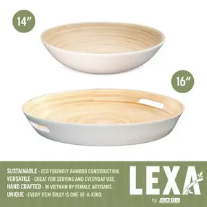 LEXA 2 Piece Serving Tray & Salad Bowl Set - White