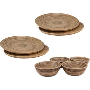 LEXA 8 Piece Plate & Salad Bowl Set - Black