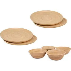 LEXA 8 Piece Plate & Salad Bowl Set - Natural