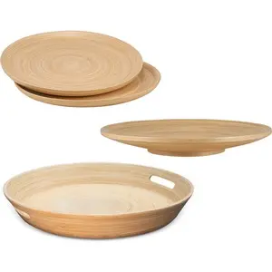 LEXA 4 Piece Serving Tray & Plate Set - Natural