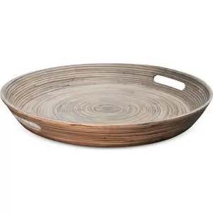 LEXA Serving Tray W/ Handles - Black Bamboo
