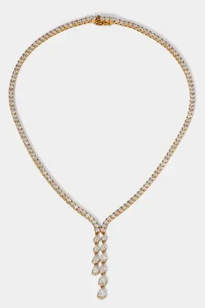 Nadri Willow Round Cz Tennis Double Drop Y Necklace - Gold