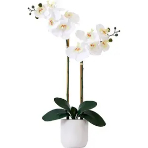 NEARLY NATURAL 26-in Artificial Double Orchid Phalaenopsis With Decorative Vase - White