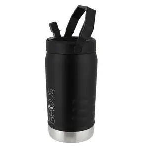 BRENTWOOD Vacuum Insulated Sports Water Jug, Spout Straw Lid - Black