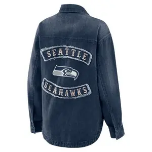 WEAR BY ERIN ANDREWS Seattle Seahawks Oversized Shacket - Denim