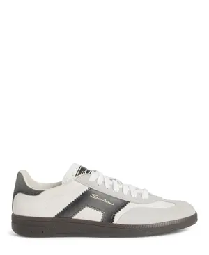 Santoni Leather And Suede Sneakers - White