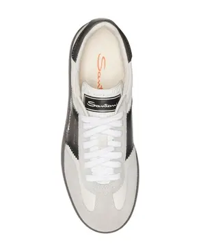 Santoni Leather And Suede Sneakers - White