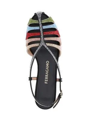 FERRAGAMO Caged Rhinestone Sandals - Multi