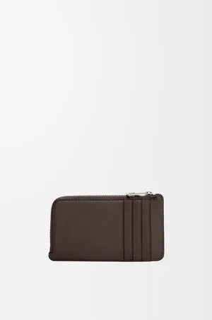 Loewe Coin Cardholder In Satin Leather Skin - Dark Brown