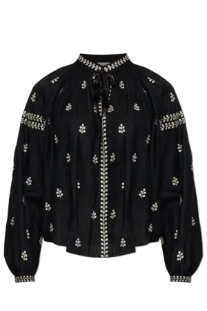 Isabel Marant Étoile Rodis Embroidered Silk Shirt - Black