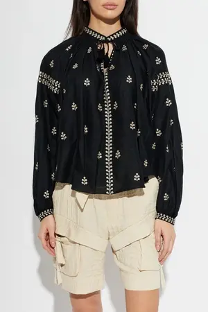 Isabel Marant Étoile Rodis Embroidered Silk Shirt - Black