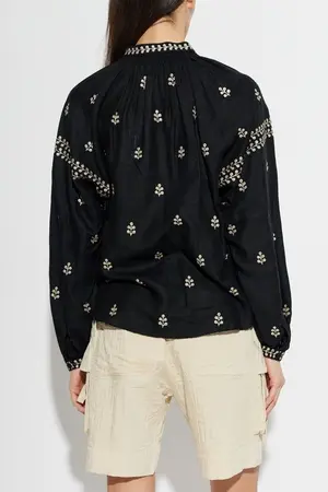 Isabel Marant Étoile Rodis Embroidered Silk Shirt - Black