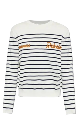 Dsquared2 Striped Logo Sweater - White