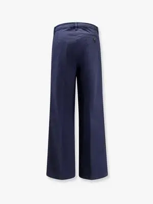 Aspesi Stretch Cotton Wide Leg Trousers - Blue