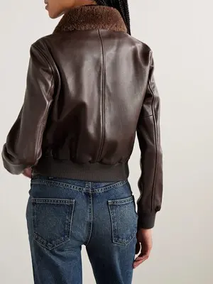 NILI LOTAN Tom Shearling-trimmed Leather Jacket