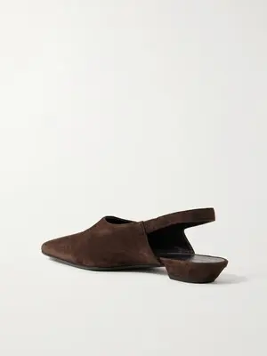 Khaite Celia Suede Slingback Flats - Brown