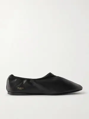 Alaïa Leather Ballerina Flats - Black