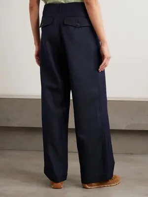 SANDERLAK Wool-blend Twill Wide-leg Pants