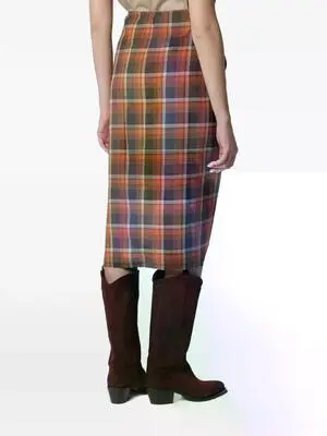 6397 Tartan Plaid Skirt - Orange