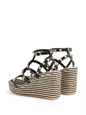 Valentino Garavani Rockstud Striped Espadrille Wedges